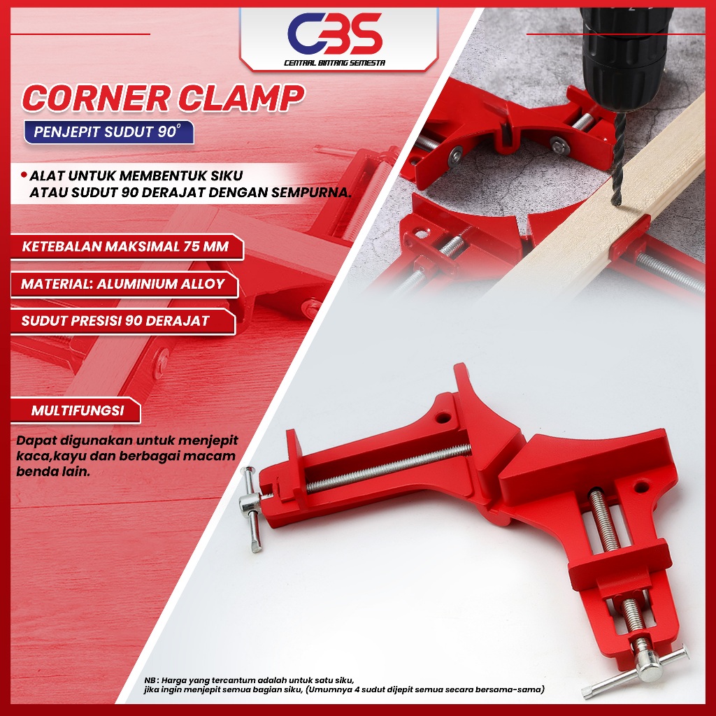 Jual [COD] Corner Klem Siku / Klem Siku Merah 90° / Klem Sudut | Shopee ...