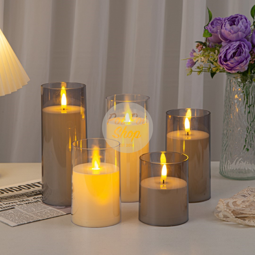 Jual Lilin LED Premium Akrilik Coffee Aestethic Candle Smokeless Natal ...