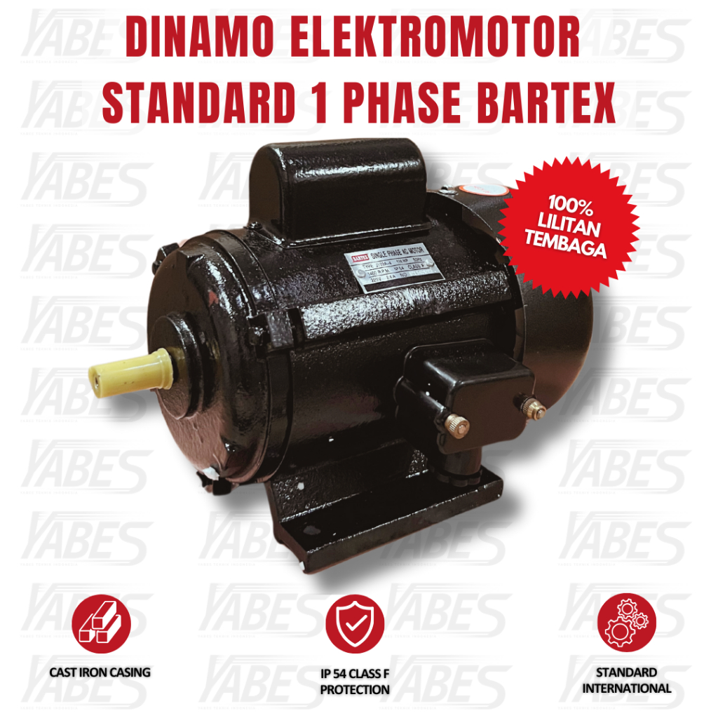 Jual BARTEX Dinamo Elektro Motor Standard 1 Phase - Dual Capasitor Body Cast Iron 100% LILITAN ...
