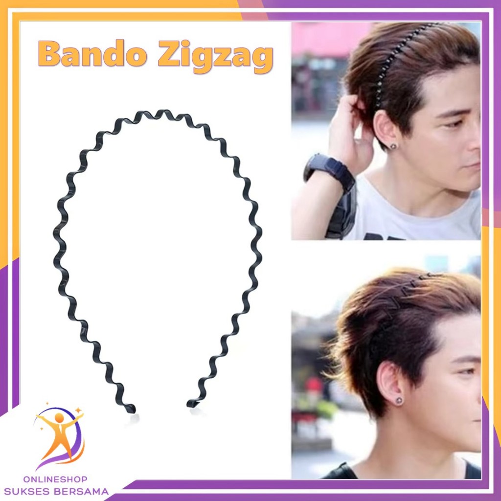 Jual OSB Bando Korea Bentuk Gelombang Zigzag Hitam Polos Bandana ...