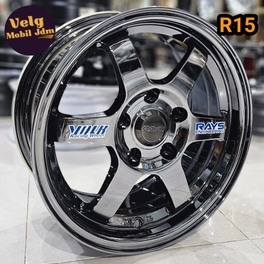 Jual velg mobil r15 TE37 BLACK CROME lebar 7 velg ring 15 et 35 innova ertiga kuda grandmax new ...