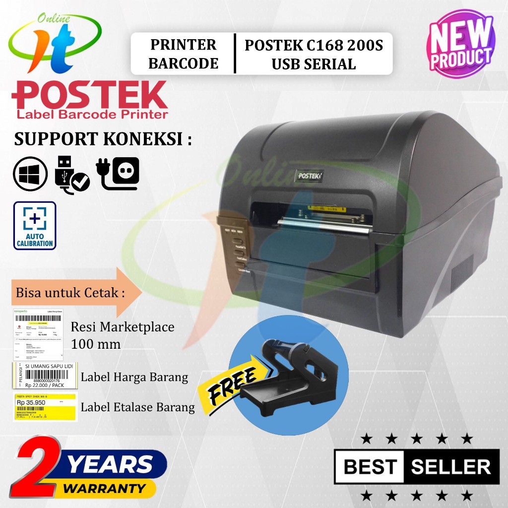 Jual Postek C168 Printer Barcode Transfer Thermal A6 C-168 C 168 200S USB Cetak Stiker Harga ...