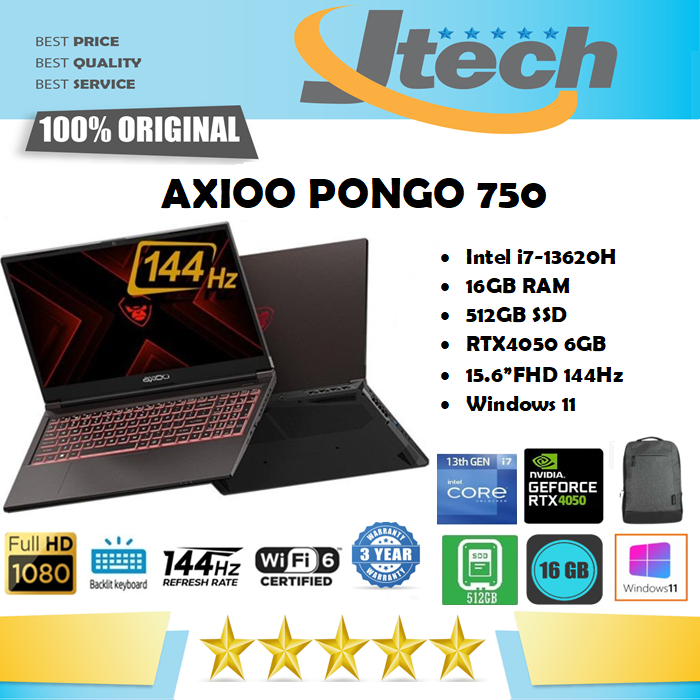 Jual AXIOO PONGO 750 - i7-13620H - 16GB - 512GB SSD - RTX4050 6GB - 15. ...