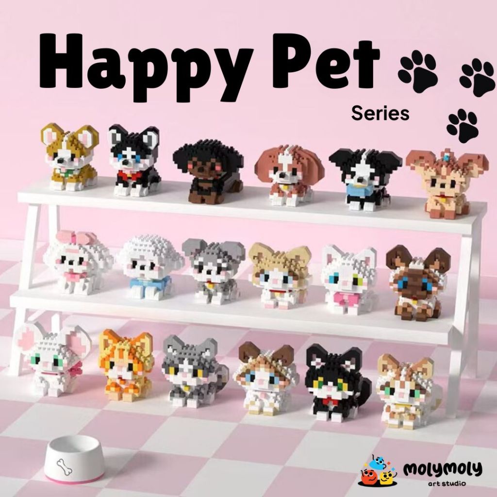 Jual Mini Toys Kucing Bricks Dog Mainan Balok Susun Nano Block DIY 3D ...