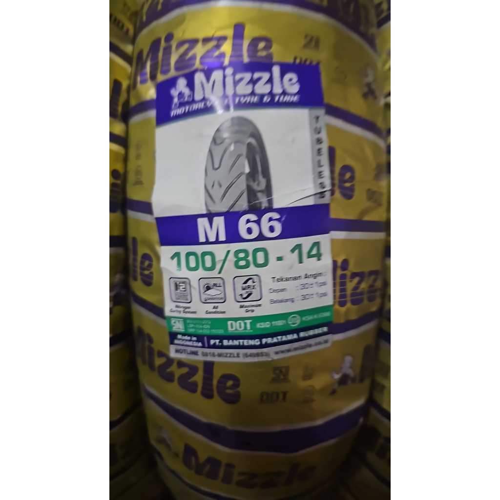 Jual Ban mizzle tubeless 100/80-14 m66 m 66 - m77 m 77 (1 ban) | Shopee ...