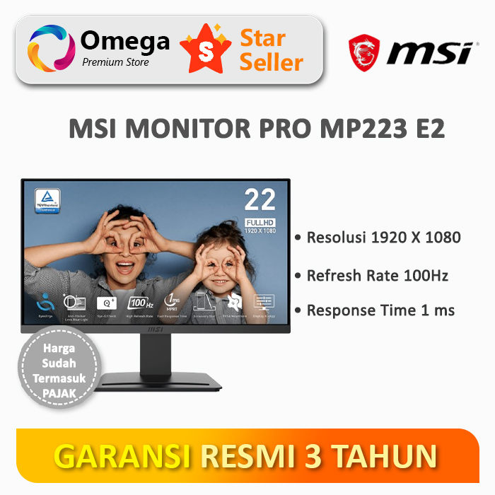 Jual Monitor MSI PRO MP223 E2 Full HD 22" Inch | Shopee Indonesia