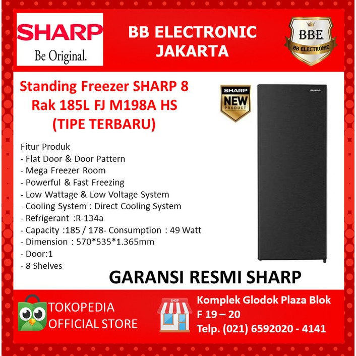 Jual Standing Freezer SHARP 8 Rak 185L FJ M198A HS (TIPE TERBARU ...