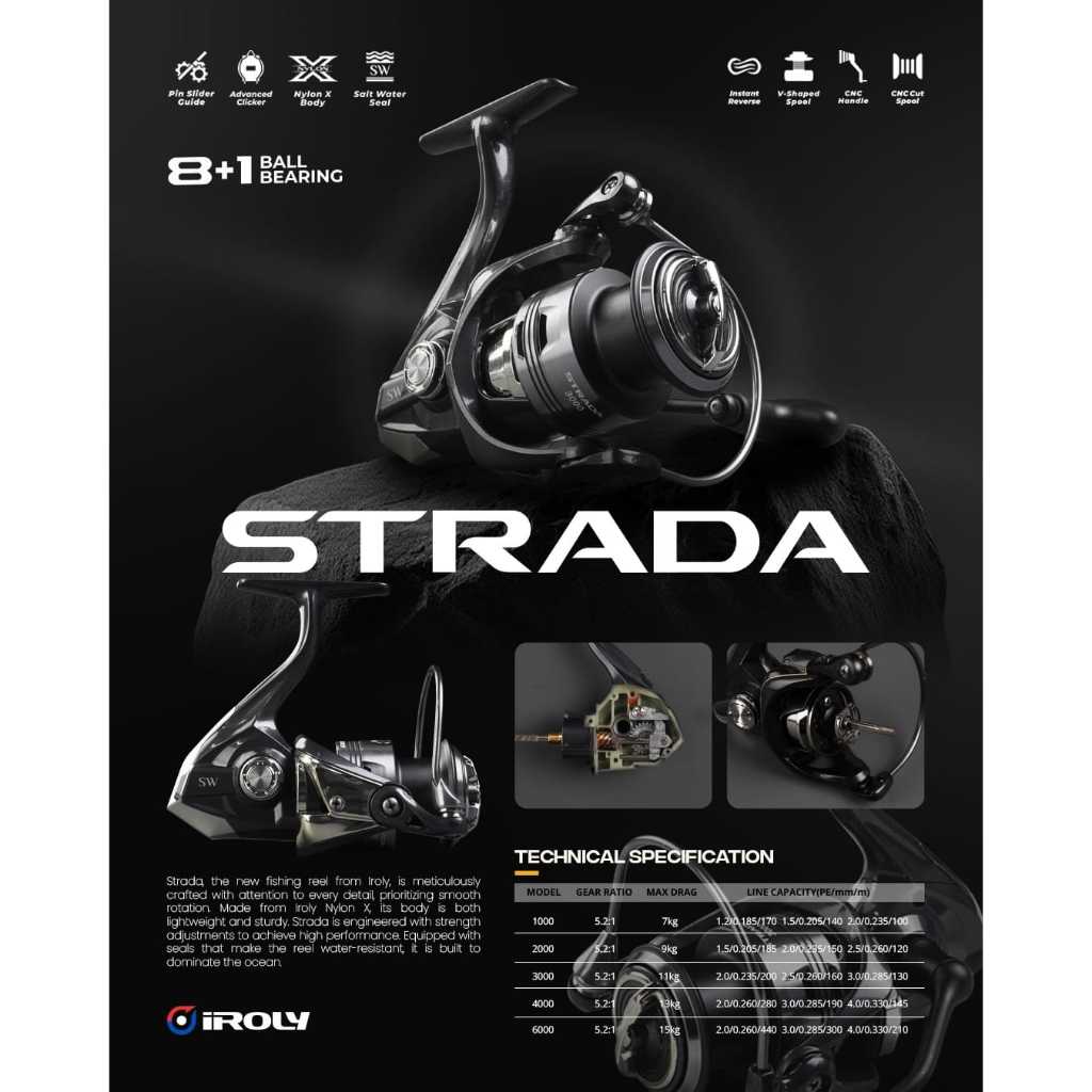 Jual Reel SPINNING IROLY STRADA SW (SALTWATER SEAL) | Shopee Indonesia
