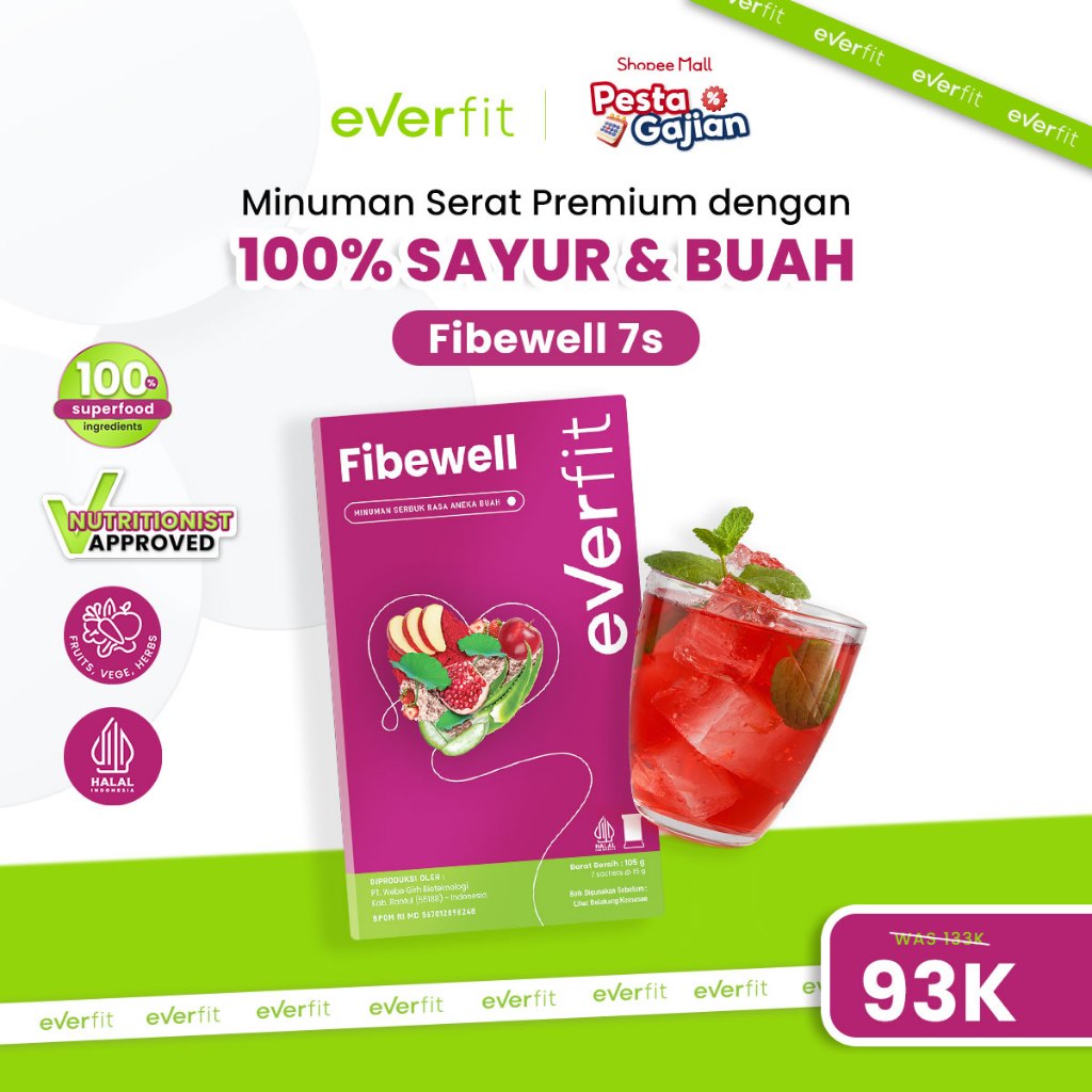 Jual [TOP PRODUCTS] Everfit Fibewell Minuman Fiber Aneka Buah Halal ...