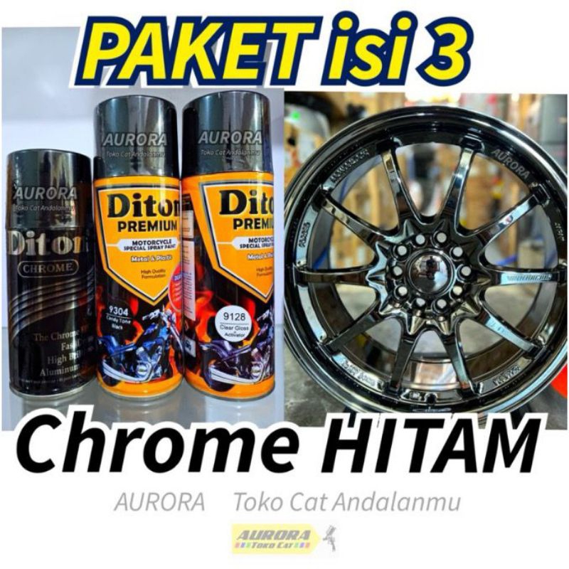 Jual PAKET Cat Pilok Diton Chrome + 9304 Candytone Black Hitam + 9128 ...