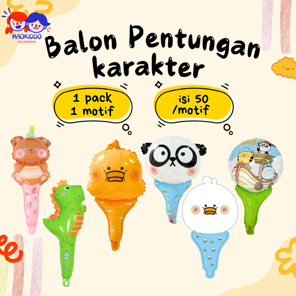 Jual Balon Pentungan Karakter Balon Tongkat Harga Grosir isi 50pcs 1 ...