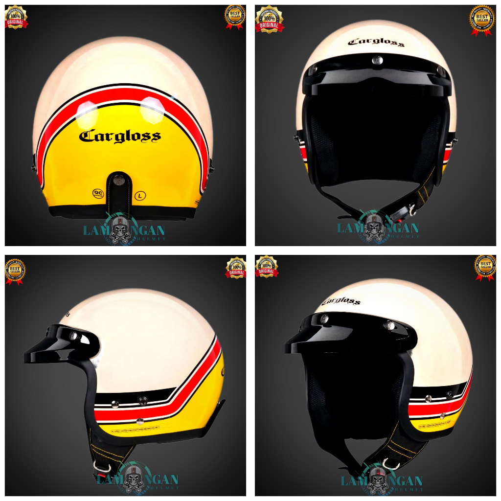 Jual HELM CARGLOSS CFM VINTAGE CREAM ORIGINAL RETRO HELM HALF FACE ...