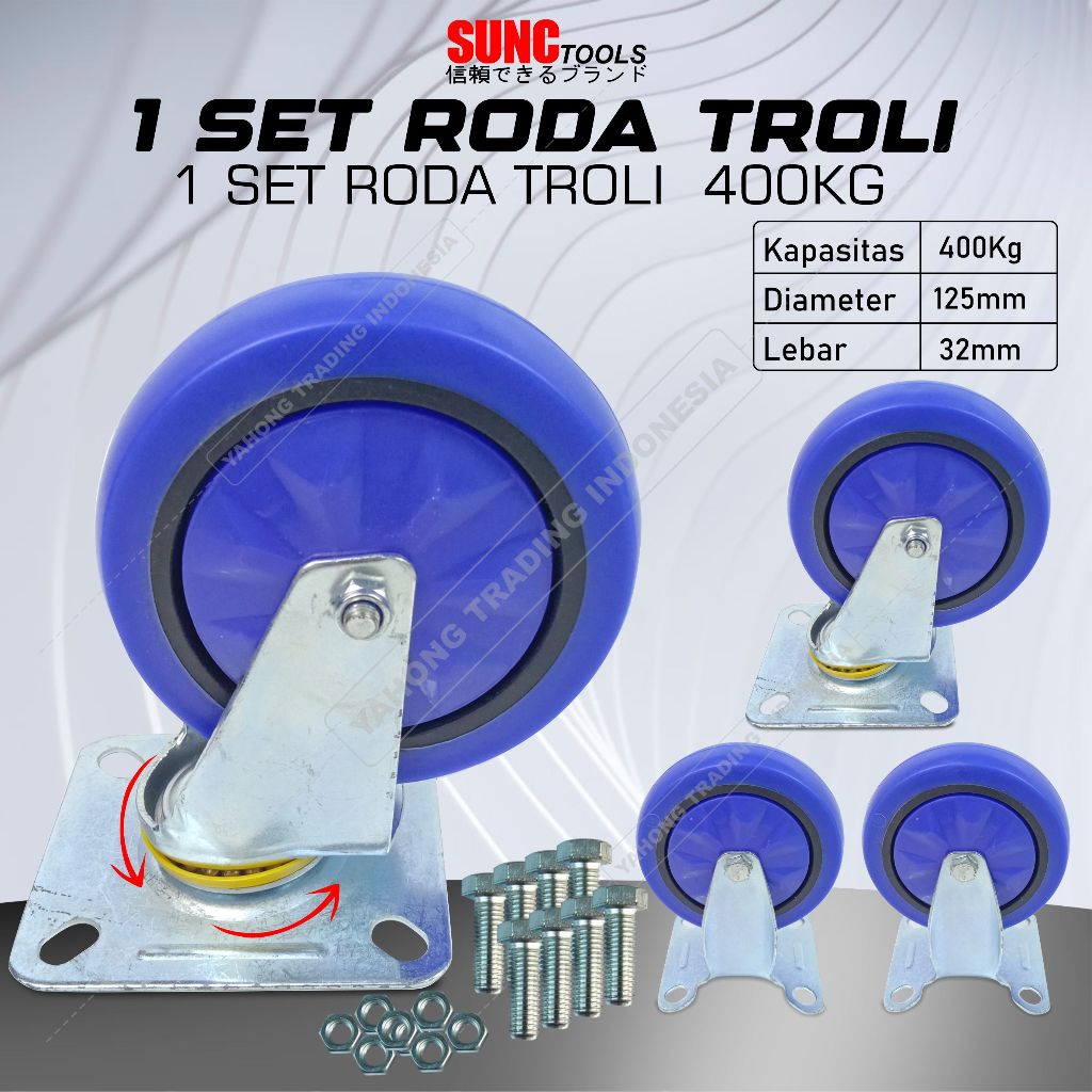 Jual Roda Troli Trolley Wheel 1 Set 400kg SUNC TOOLS | Shopee Indonesia
