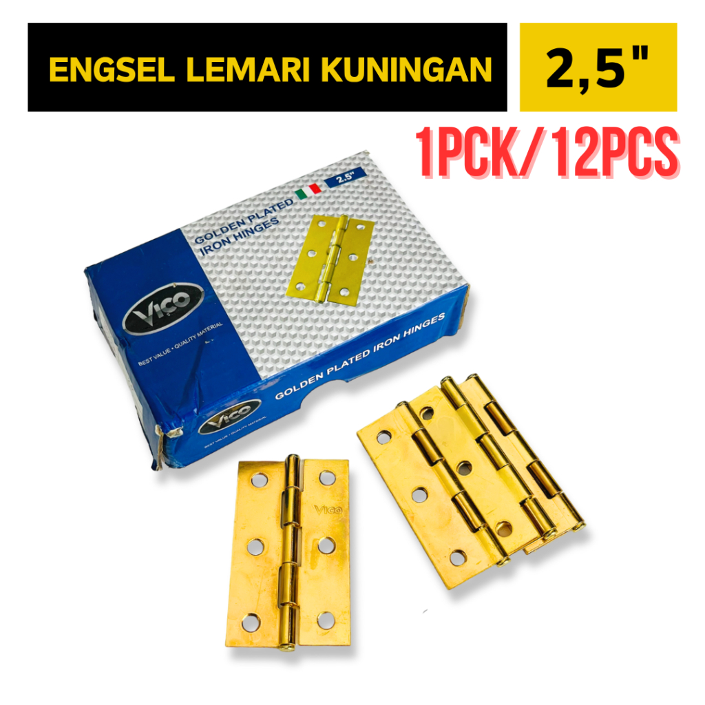 Jual 1PCK/12SET Engsel Lemari, Jendela, Laci Ukuran 2,5 inch Vico Gold ...