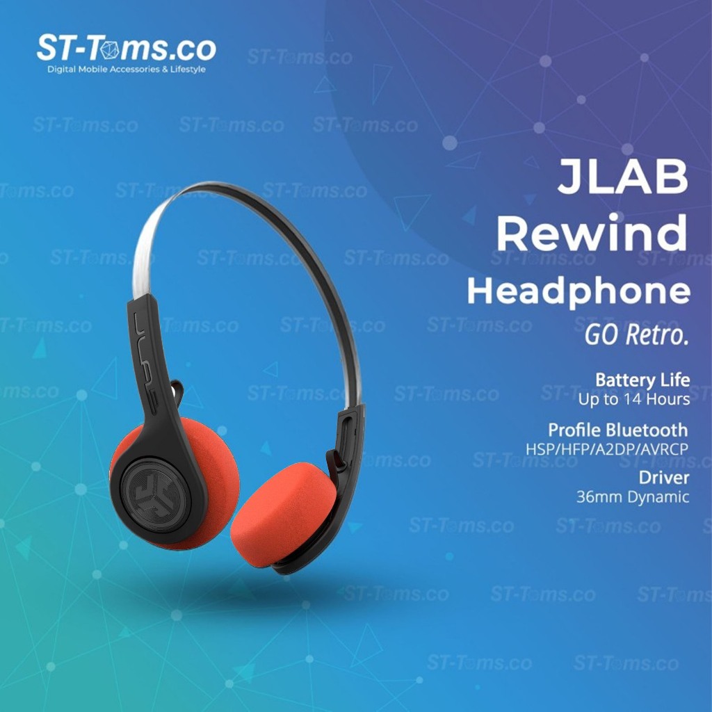 Jual Jlab Rewind Wireless Retro Headphones Bluetooth 14 Hours Playtime ...