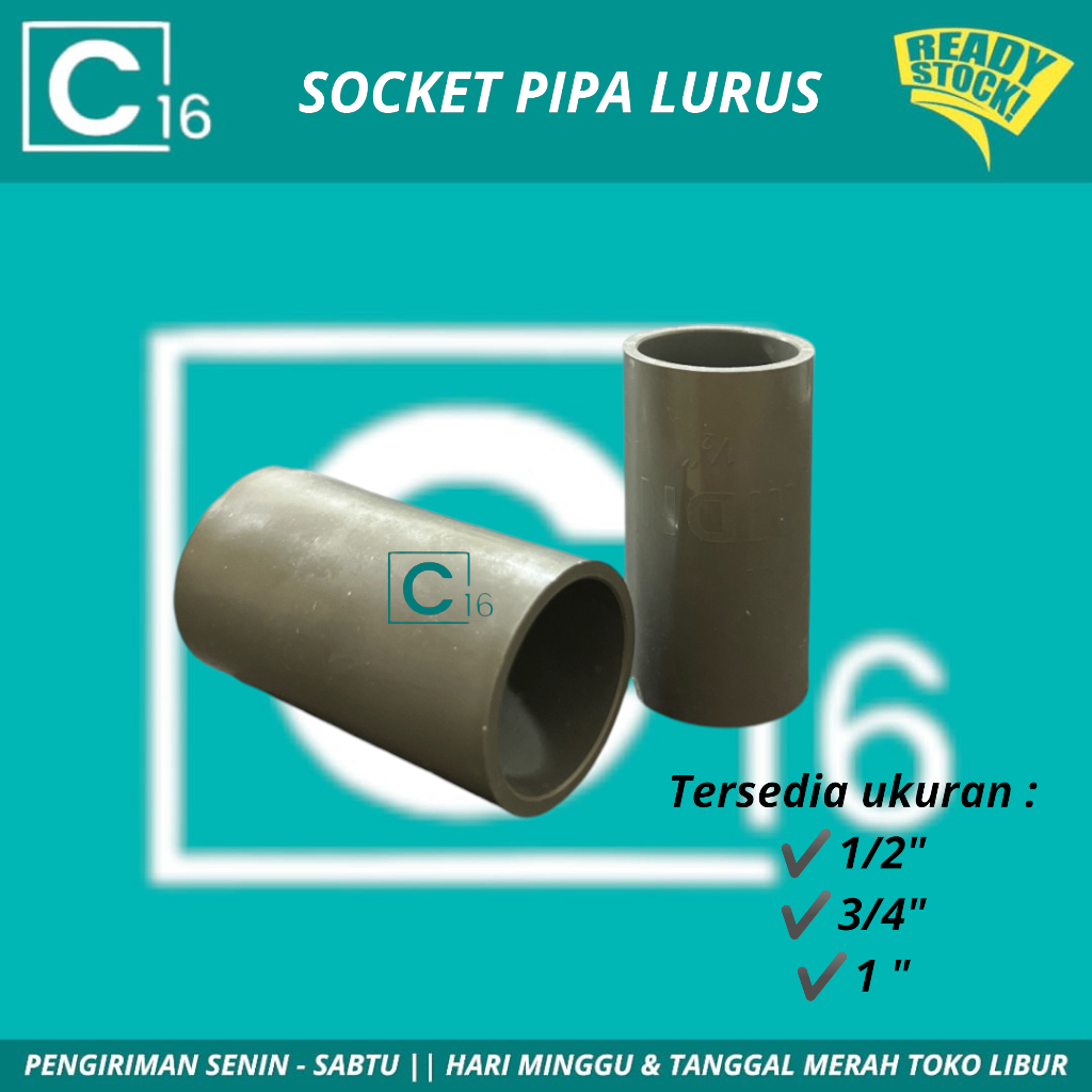 Jual Sok Pipa PVC 1/2" 3/4" 1" Sock Socket Sambungan Pipa Lurus Pvc 1/2 ...