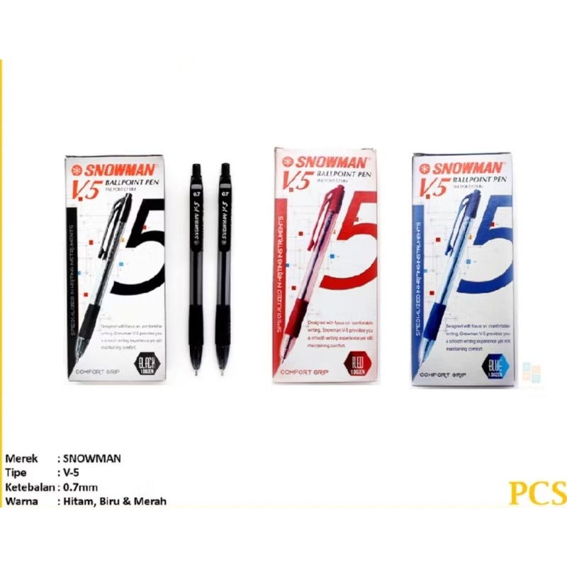 Jual Snowman Ballpoint Pen V5 0,7mm - Pulpen Cetek | Shopee Indonesia