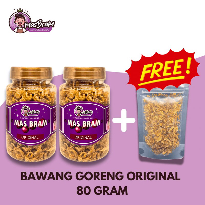 Jual Mas Bram Bawang Goreng Premium Asli Tanpa Campuran Original 80 gram 2 + Free 1 Pouch Random ...