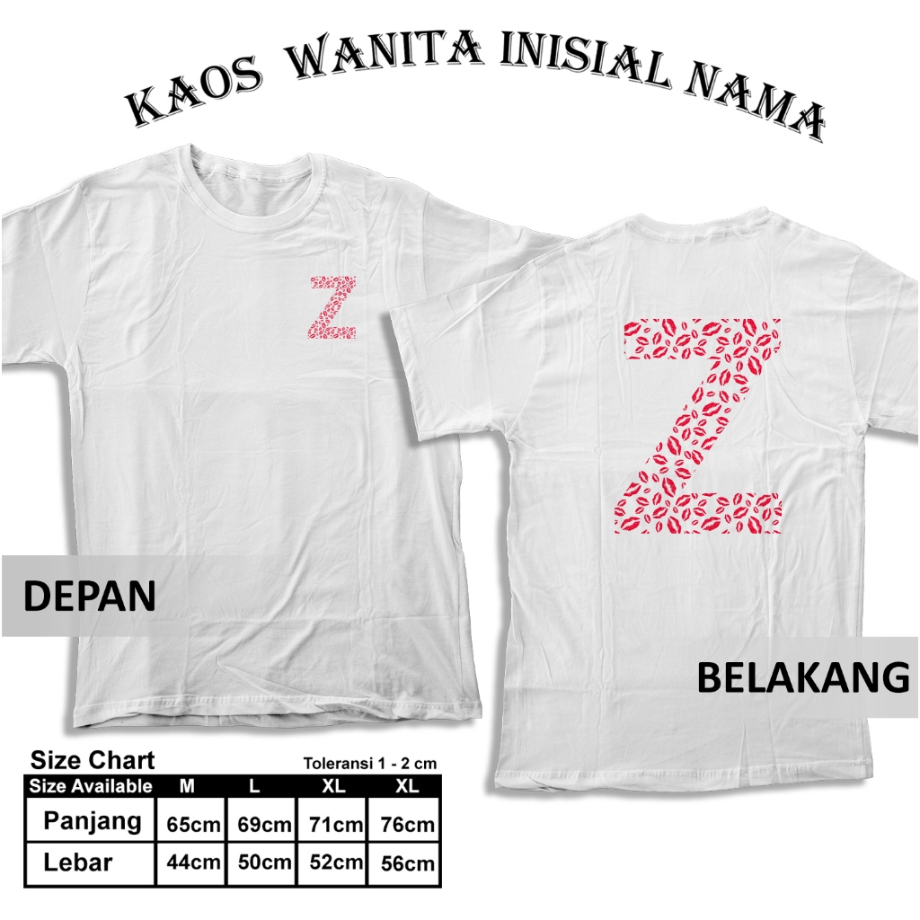 Jual KAOS KISSES COSTUM INISIAL Huruf KISS BIBIR | Bisa Ganti Inisial ...