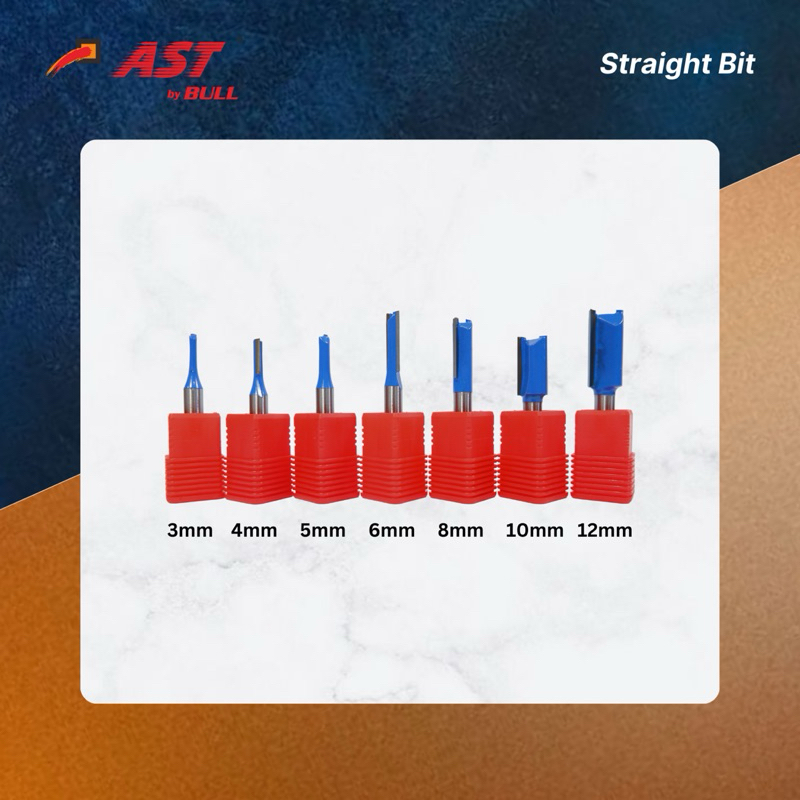 Jual AST Mata Profil Straight Bit Gagang 1/4” 3mm 4mm 5mm 6mm 8mm 10mm ...