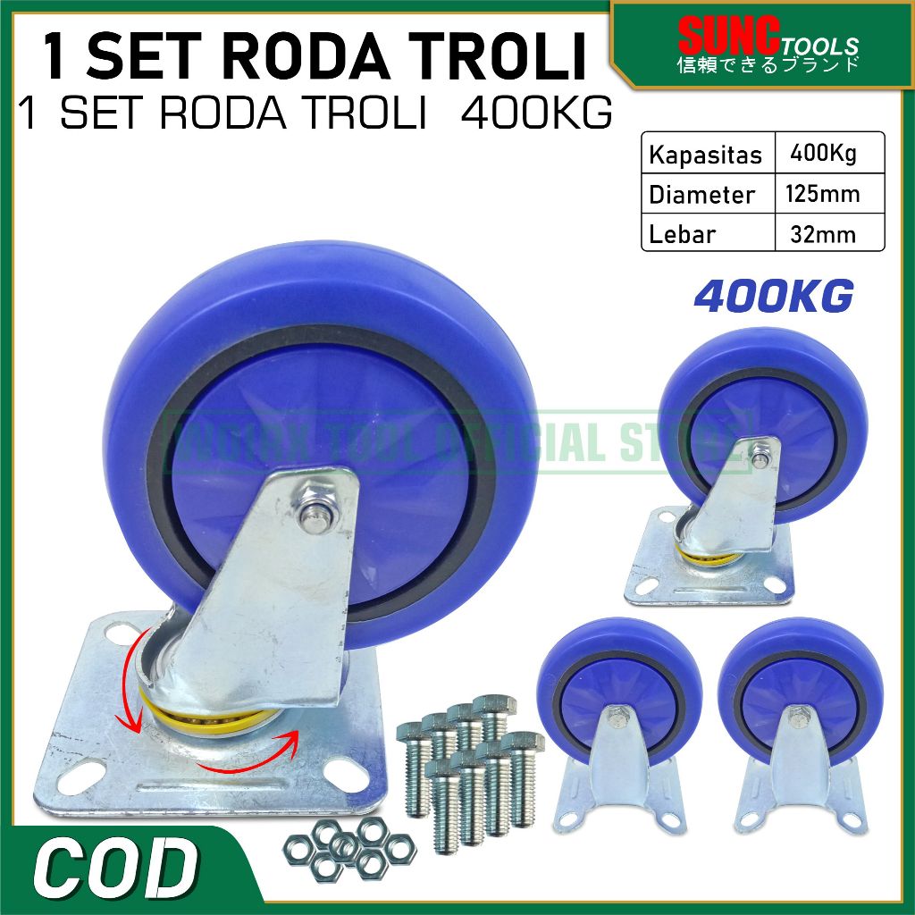 Jual SUNC TOOLS Roda Troli Trolley Wheel 1 Set 400kg | Shopee Indonesia