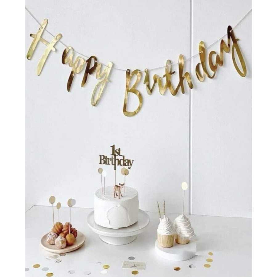 Jual Banner huruf latin happy birthday Bunting flag HBD garland ...