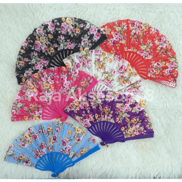 Jual KIPAS TANGKAI MOTIF BUNGA WARNA CANTIK (PER 1 PCS) | Shopee Indonesia