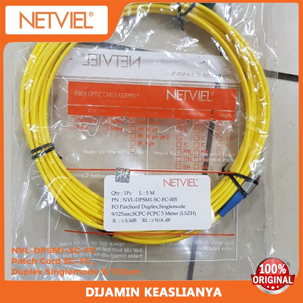 Jual Netviel Patch Cord SC-FC, Duplex Singlemode 9/125um, 2 meter (LSZH ...