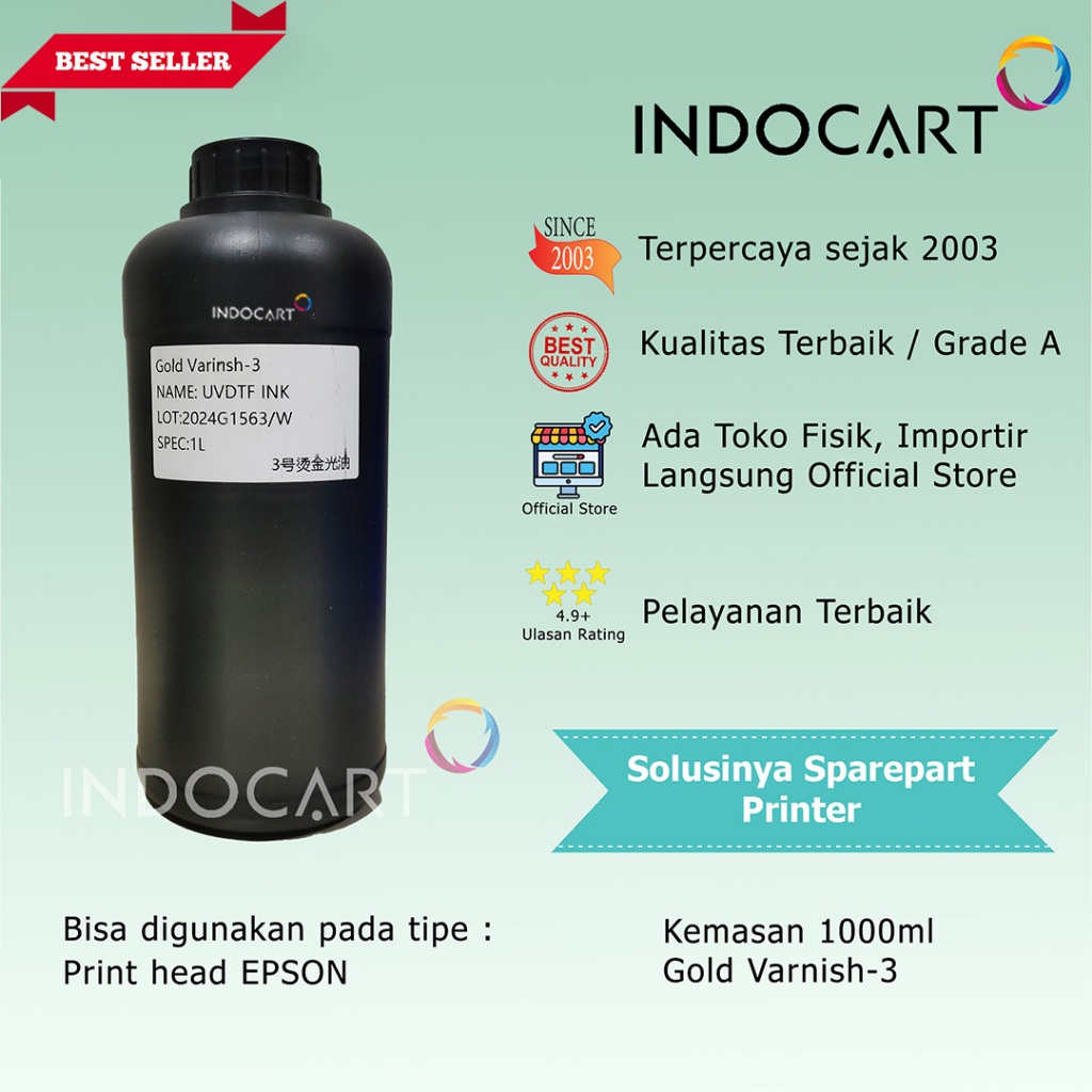 Jual Tinta Varnish Gold UV DTF Epson Direct Transfer Film Premium Ink ...