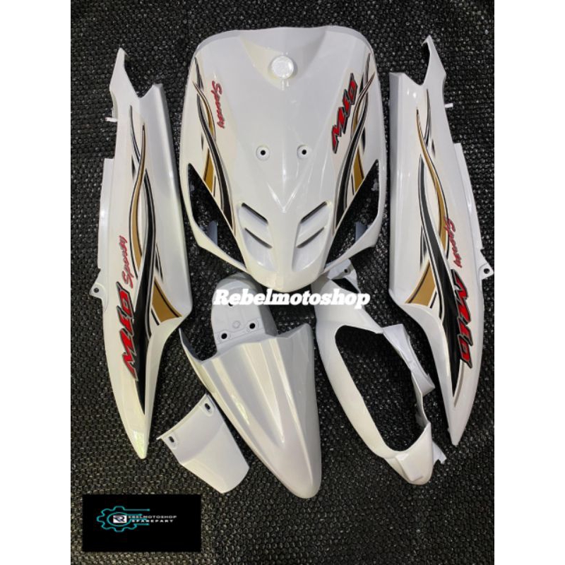 Jual Cover full body halus Yamaha mio sporty warna putih plus striping ...