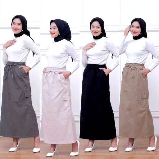 Jual ROK CARGO HITAM WANITA PANJANG TERBARU | ROK KOREAN STYLE KEKINIAN ...