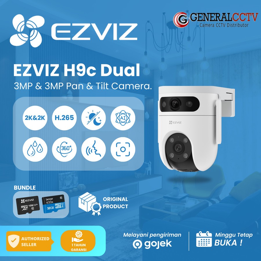Jual EZVIZ H9C Dual Lens 2K & 2K - 3MP + 3MP Smart Home Wifi IP Camera ...