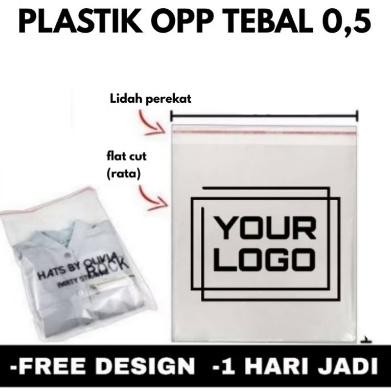 Jual PLASTIK OPP TEBAL 0,5 DOUBLE SEAL CUSTOM LOGO MERK | Shopee Indonesia