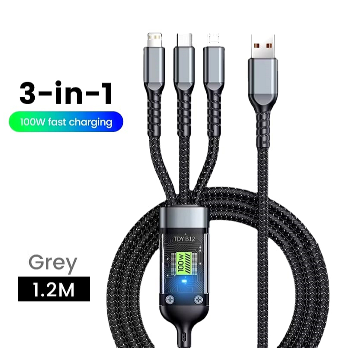 Jual Kabel Data LED JK-07 3in1 Cable 100W Power Data Cable 1.2M NON ...