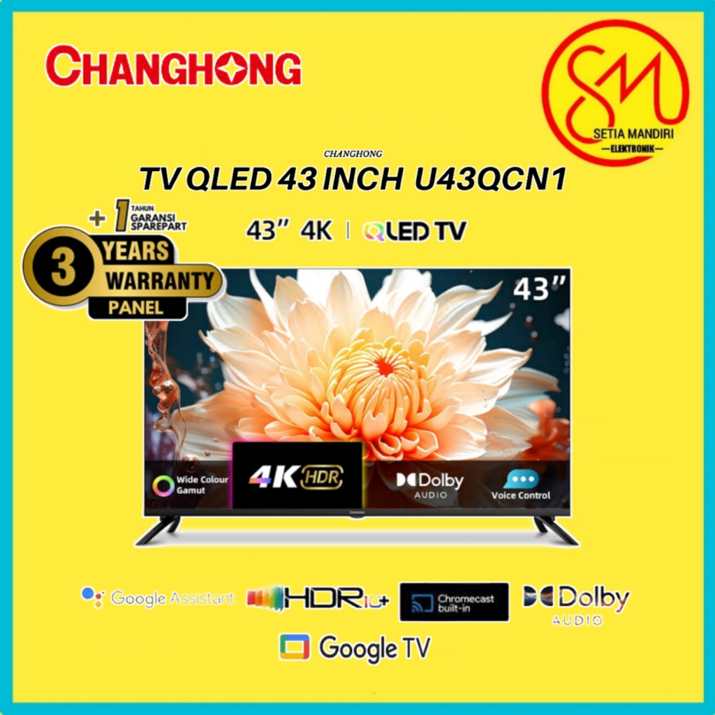 Jual Changhong QLED TV 4K 50/43 inch Dolby Audio DBX-TV Google Play Smart TV Digital TV | Shopee ...