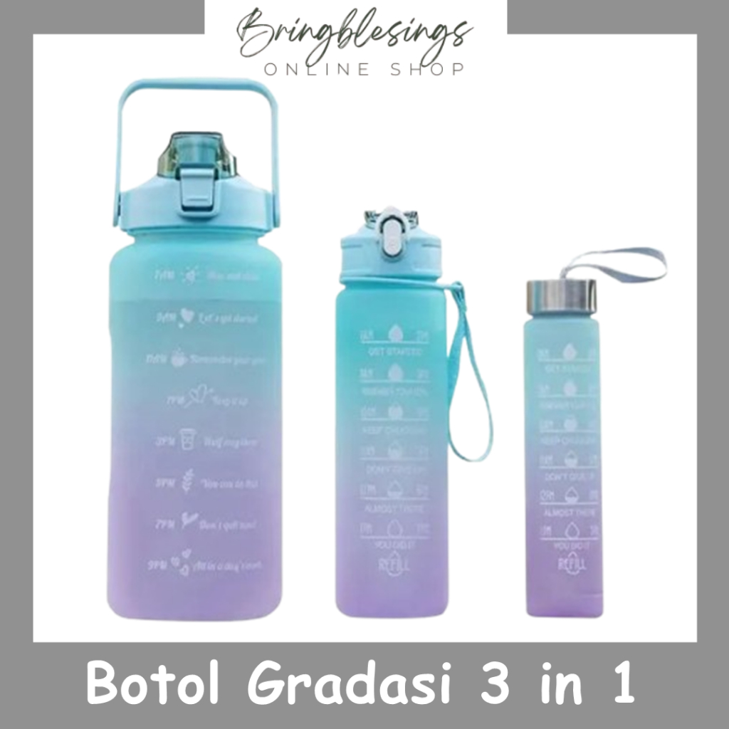 Jual Botol Viral Gradasi Warna 3in1 Best Quality 1 Set 2Liter + 900ml ...