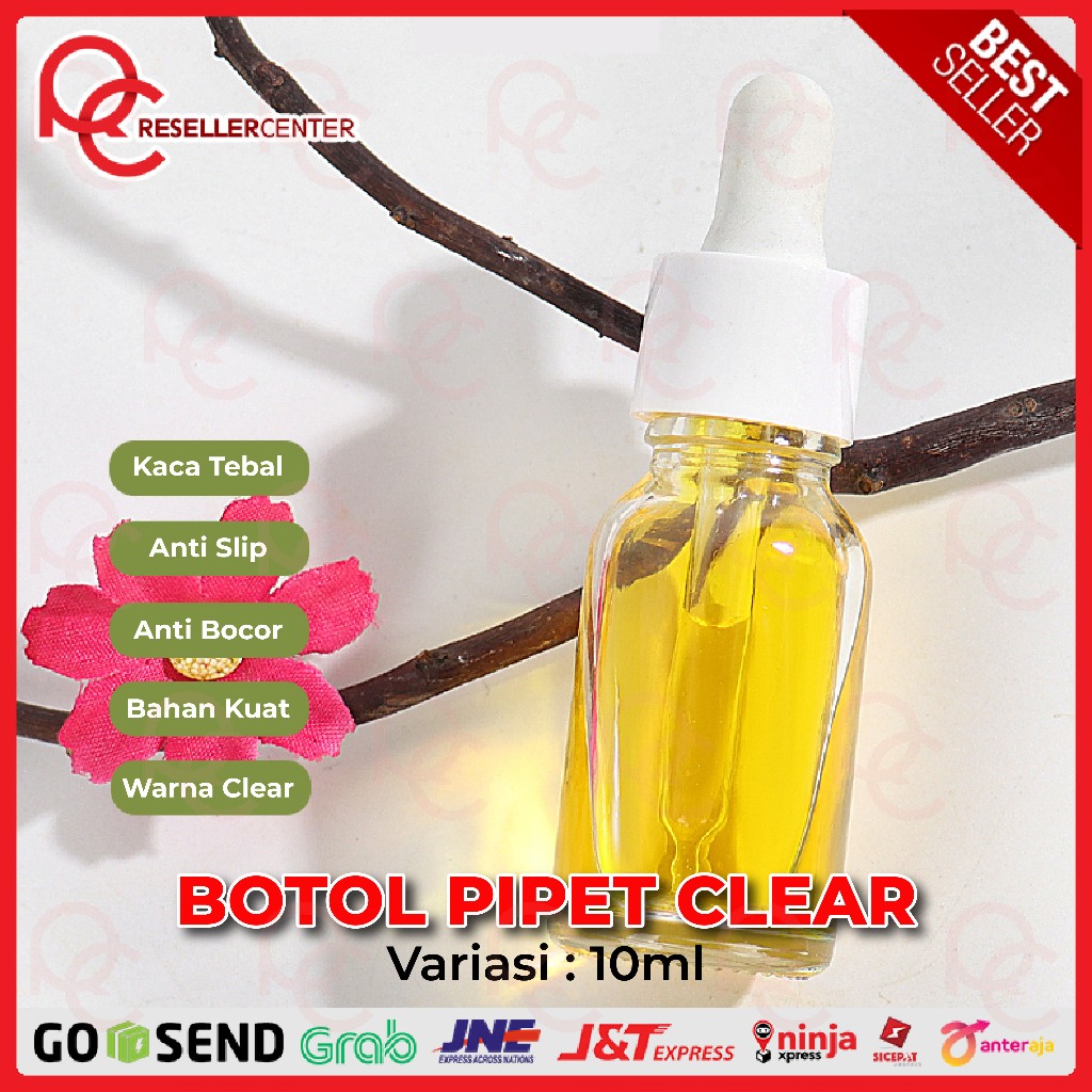 Jual Botol Pipet Tebal Kaca Bening 10ML Tutup Putih / Clear Glass ...