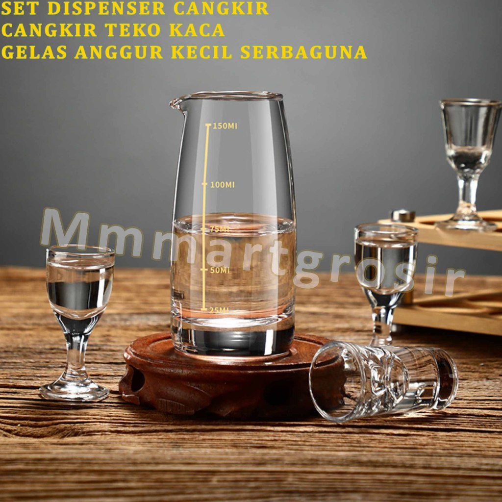 Jual Set Dispenser Cangkir / Cangkir Teko Kaca / Gelas Anggur Kecil ...