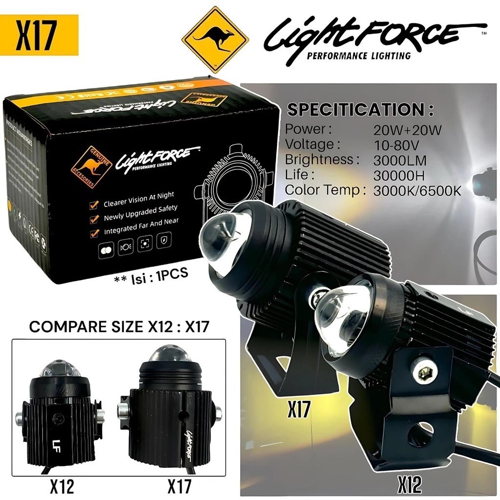 Jual Lampu SOROT Mini LightForce X17 Plus Kipas Cahaya LED putih Kuning ...