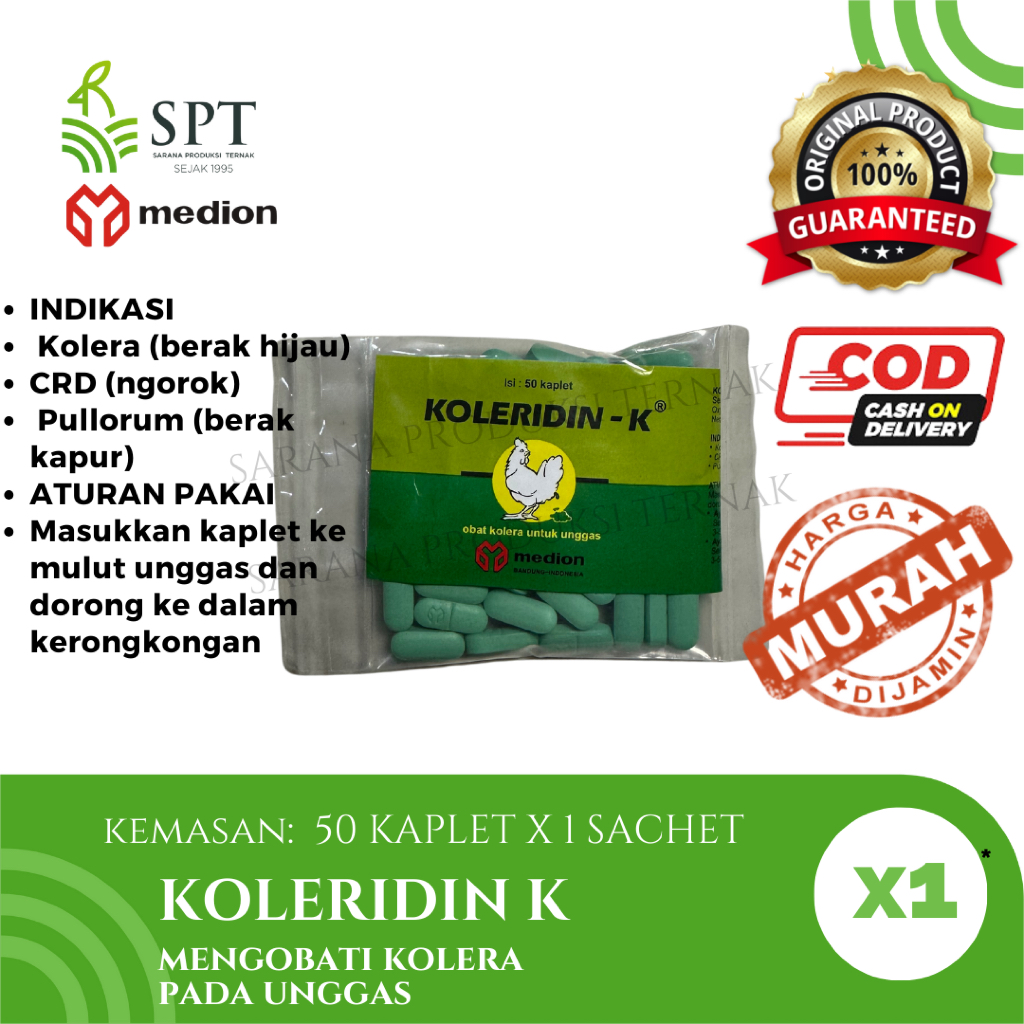 Jual KOLERIDIN K 10 KAPLET 50 KAPLET OBAT KOLERA BERAK HIJAU MENCRET ...