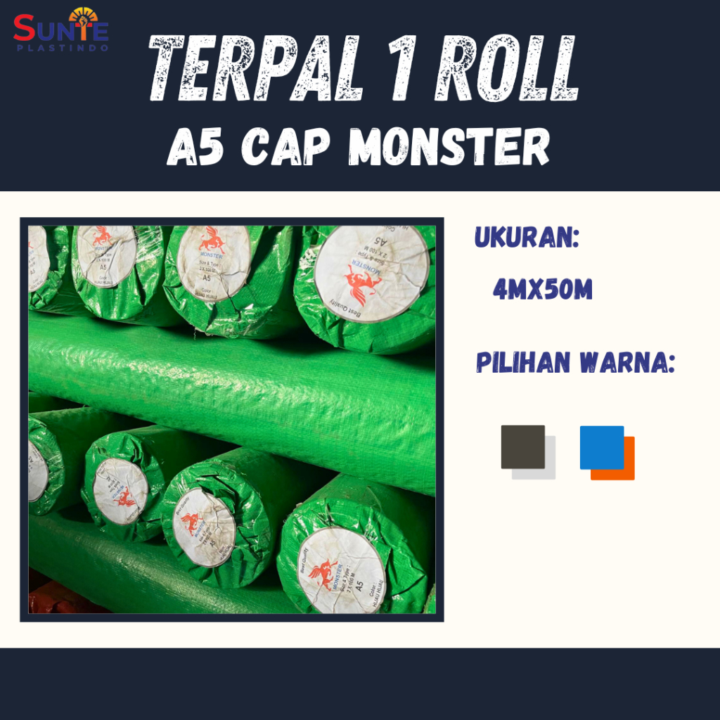 Jual TERPAL PLASTIK A5 CAP MONSTER UKURAN ROLL | Shopee Indonesia