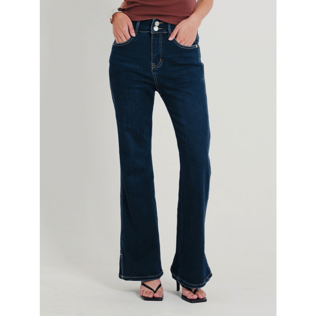 Jual ODIVA Miley Fit & Flare Jeans - Navy & Light Blue | Shopee Indonesia