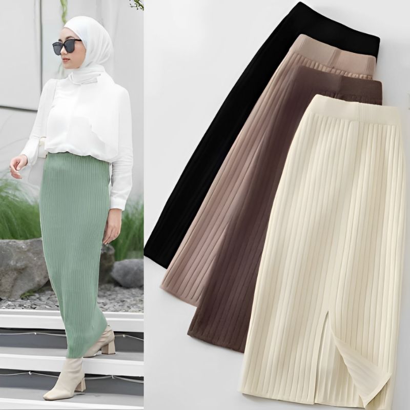 Jual rok span rajut knit hornet jumbo maxi premium | Shopee Indonesia