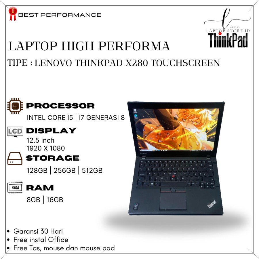 Jual LENOVO THINKPAD X280 INTEL CORE i5 / i7 GENERASI 8 | TOUCHSCREEN ...