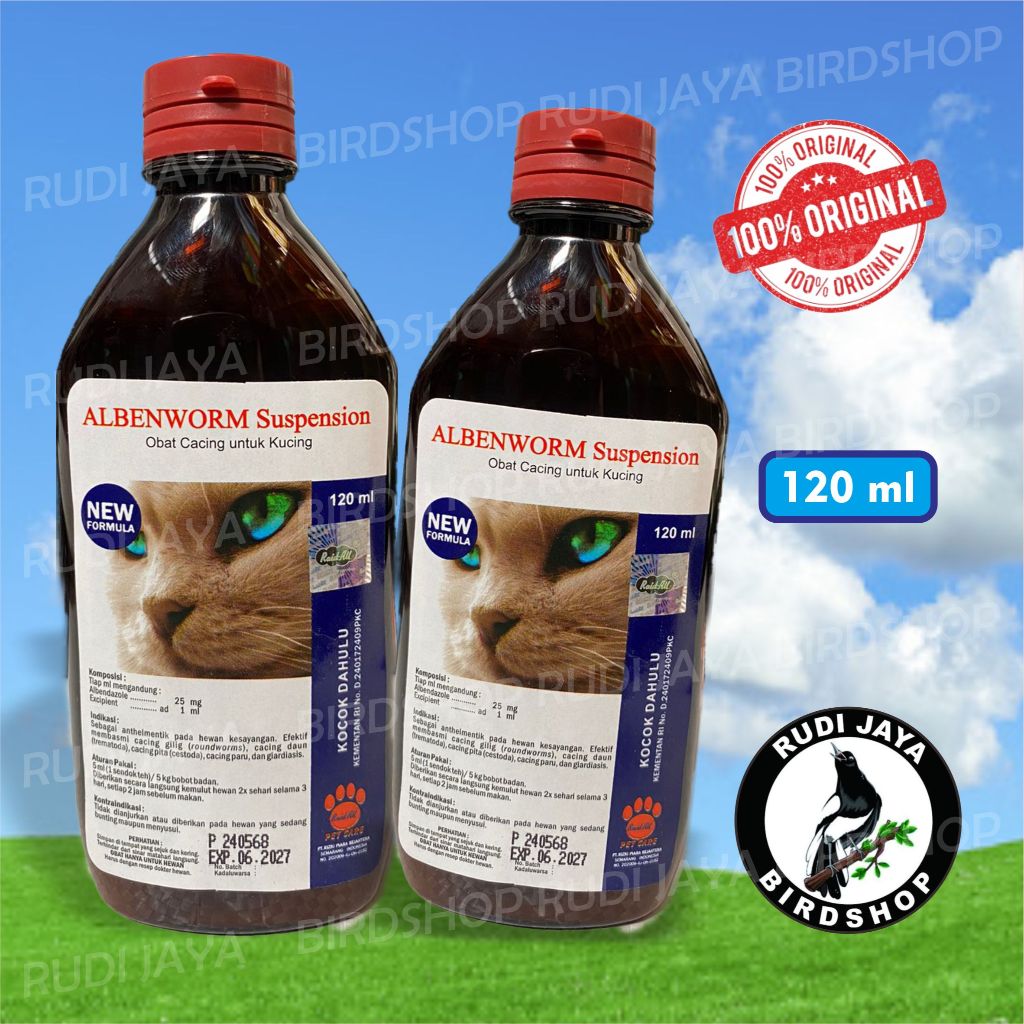 Jual ALBENWORM ALBEN WORM 1 BOTOL SIRUP SYRUP 120 ML OBAT SAKIT CACING ...