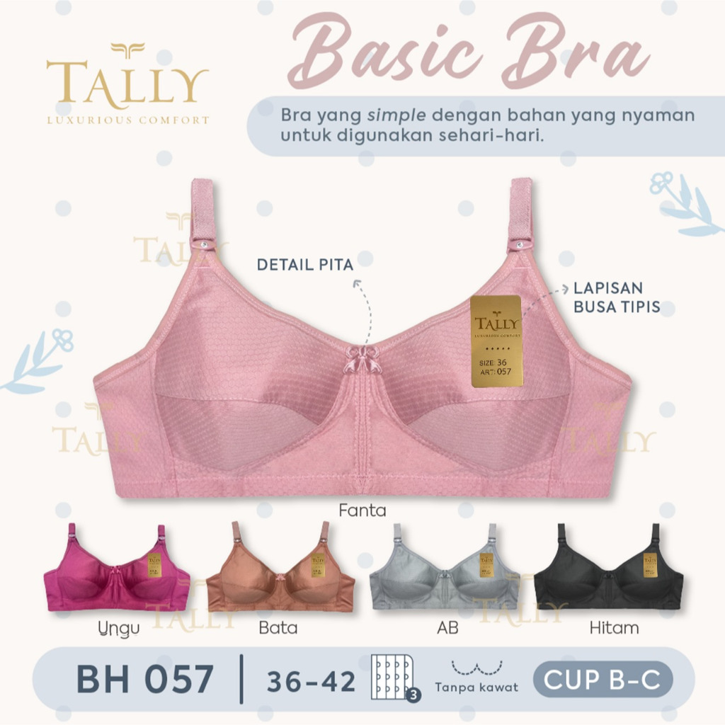 Jual (isi 3 pcs) Tally Bra/Bh Harian Tally Basic Bra 057 Cup B ke C ...
