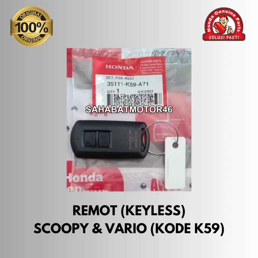 Jual Remote (Keyless) Set FOB Assy - Honda Scoopy K2F & Vario 150 eSP ...