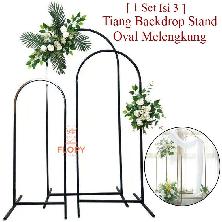 Jual [ 1 Set Isi 3 Pcs ] Tiang Backdrop Stand Oval Melengkung / Stand ...