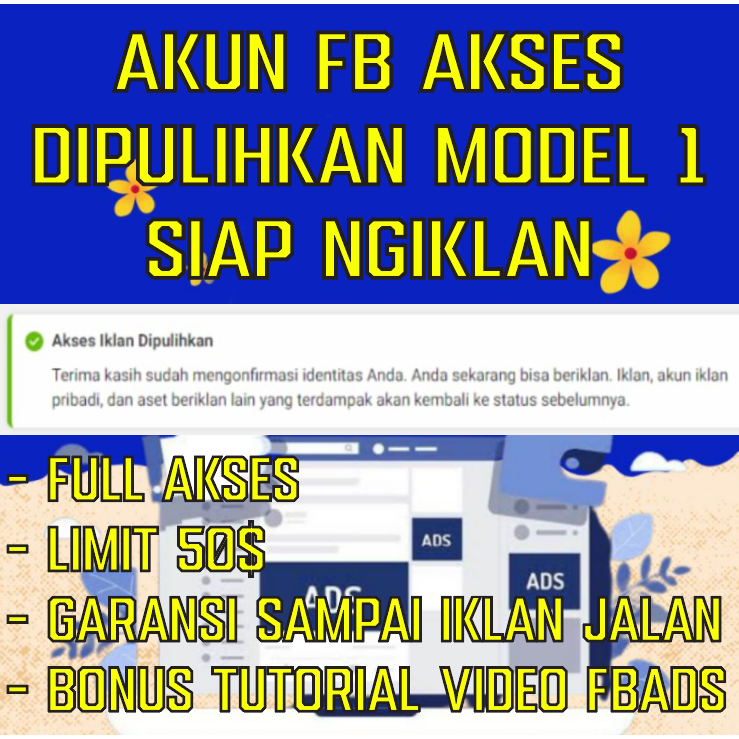 Jual Akun FB Facebook Verified / Status Iklan dipulihkan (Model 1 ...