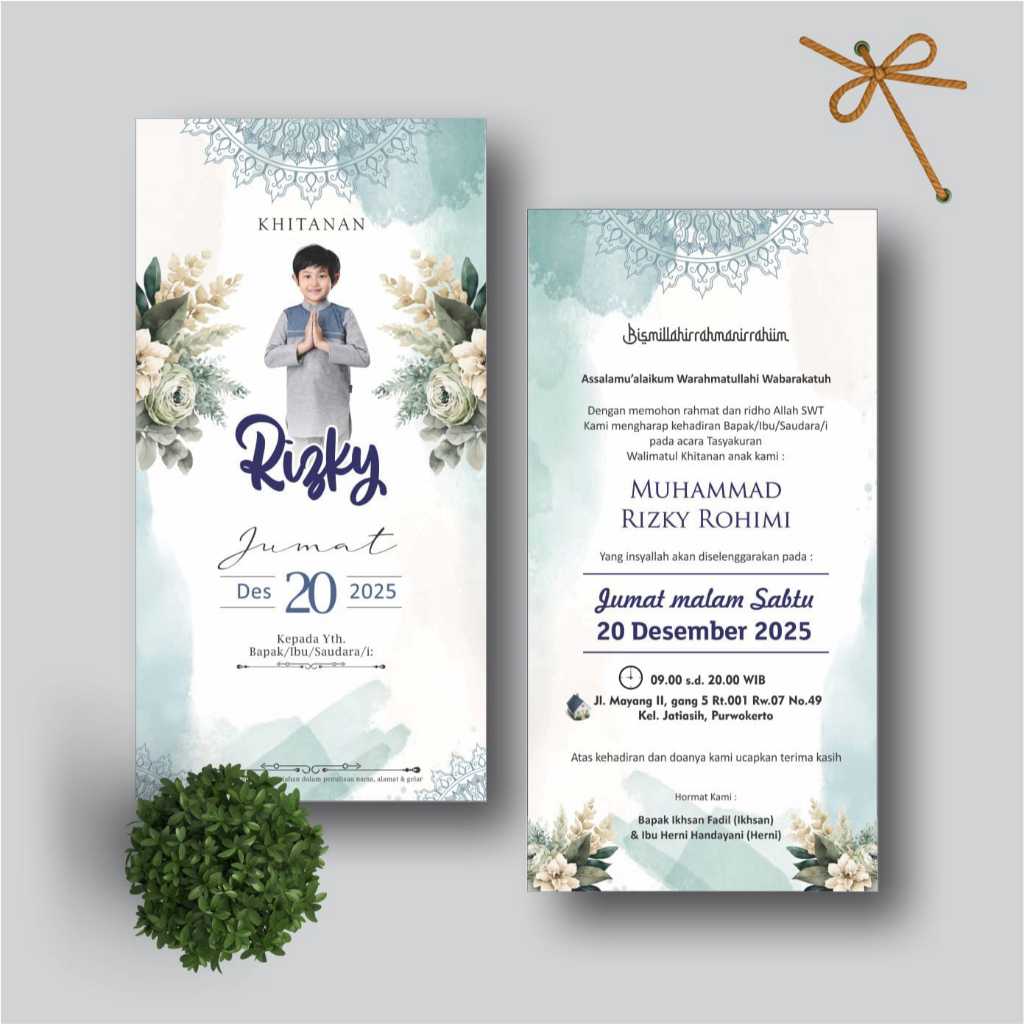 Jual Undangan Khitanan undangan surat free foto free palstik 1lembar ...